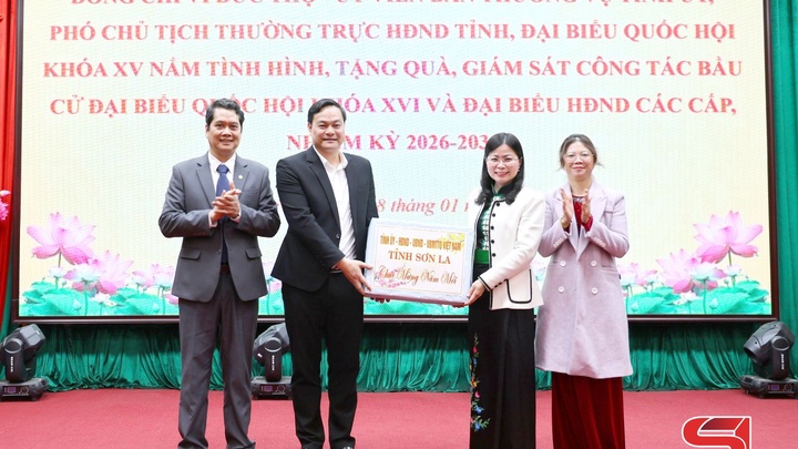 Đồng chí Phó Chủ tịch Thường trực HĐND tỉnh nắm tình hình và tặng quà ...